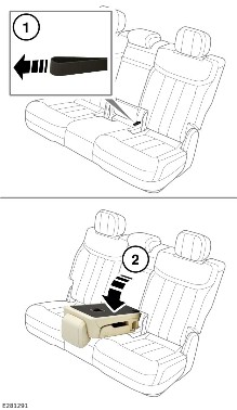 To access the ski hatch, pull the strap ( 1 ) and simultaneously fold ...